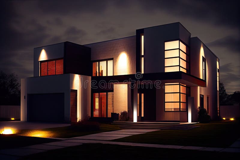 House, with Exterior Lighting and Security System, Providing Safety and ...