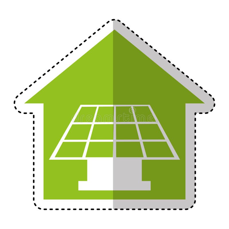 House Exterior with Panel Solar Isolated Icon Stock Illustration ...
