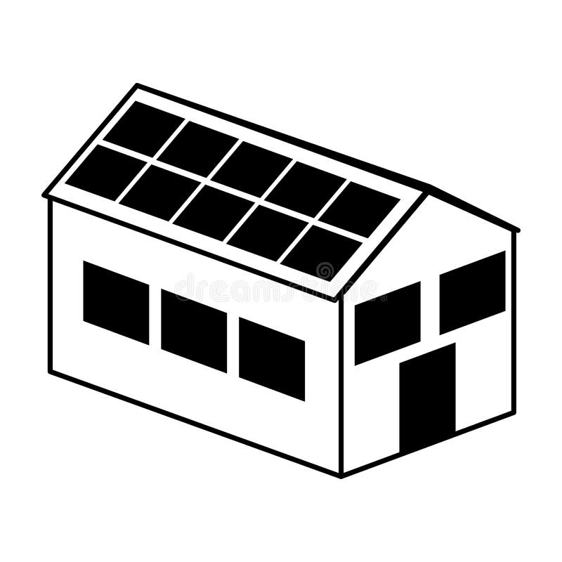 House Exterior with Panel Solar Isolated Icon Stock Illustration ...