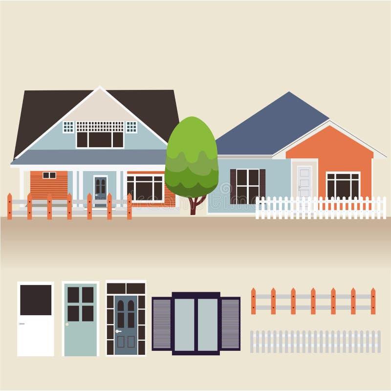 Luxury House Exterior Vector Illustration in Flat Style Design. Home ...