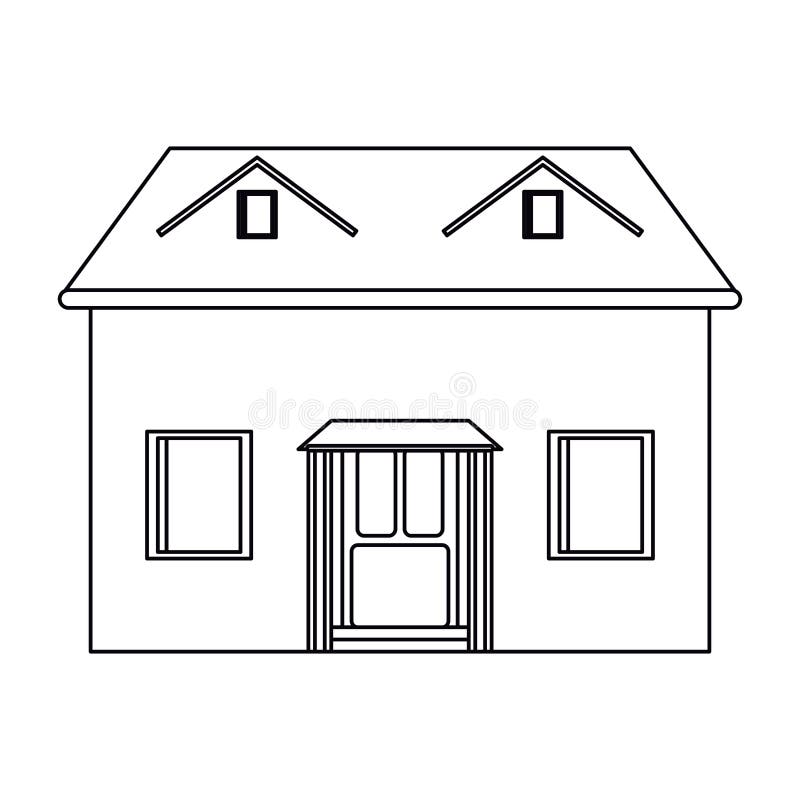House Facade Loft Outline Icon Stock Vector - Illustration of property ...