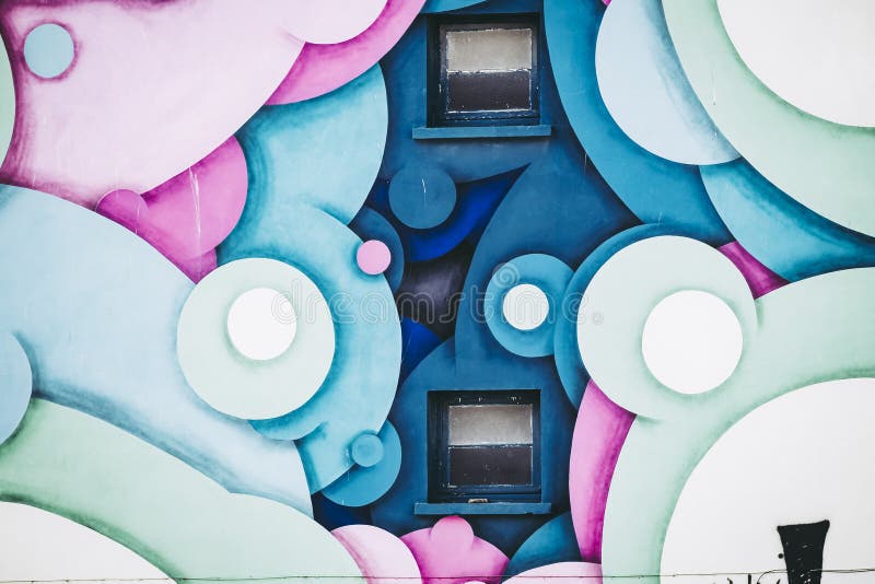 House Facade Painted with a Colorful Design Pattern Stock Image - Image ...