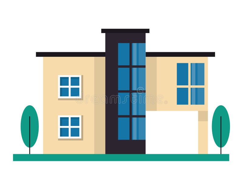 House facade with trees stock vector. Illustration of isolated - 266767892