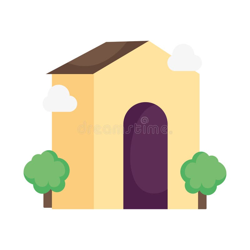 House facade with trees stock vector. Illustration of city - 273122890