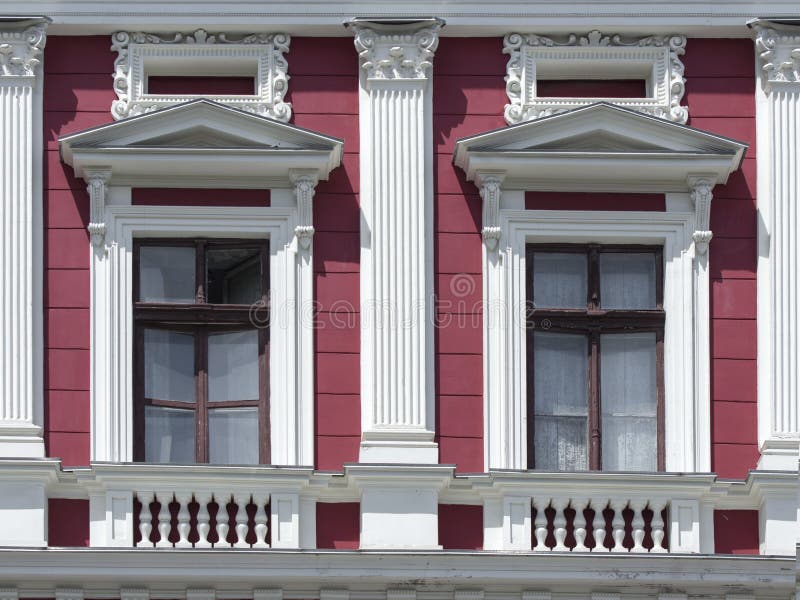 House Facade with Two Windows. an Example of Architectural Design Stock ...