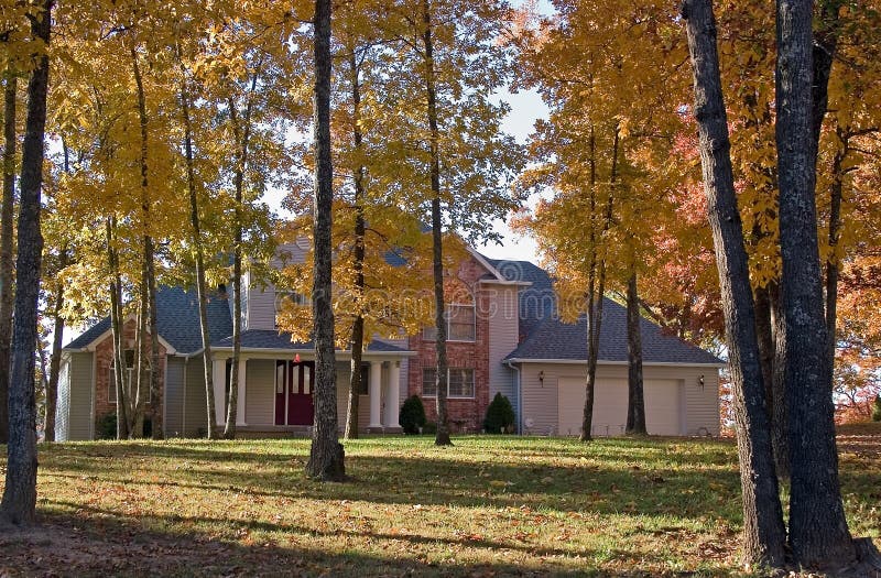 House in fall stock image. Image of abode, residential - 1436909