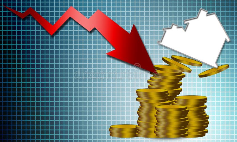 House Falling Down from Stack of Money Coin Stock Illustration ...