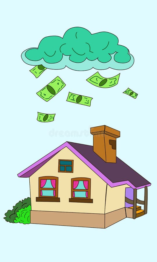 House Falling Money Vector Illustration Stock Vector - Illustration of ...