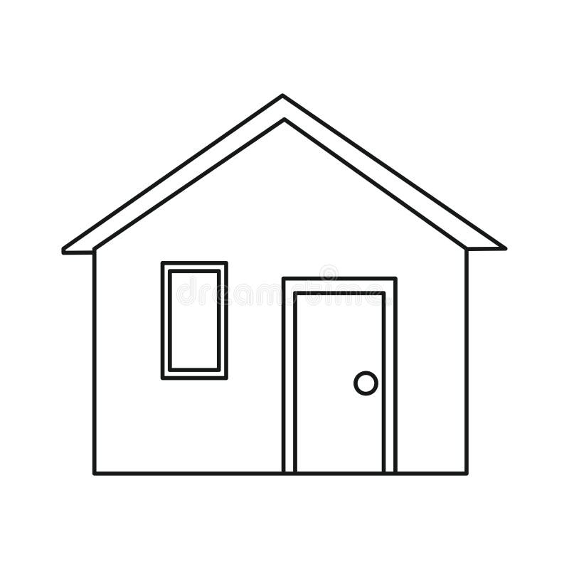 House Family Front View Outline Stock Vector - Illustration of drawing ...