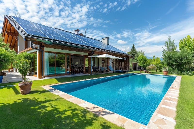 House with Central Pool stock photo. Image of structure - 317304770