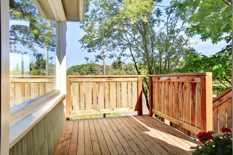 House and Fenced Front Yard with Trees. Stock Image - Image of home ...