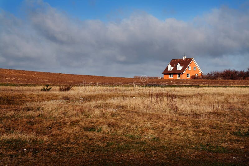 House in field stock image. Image of living, cottage, denmark - 4886405
