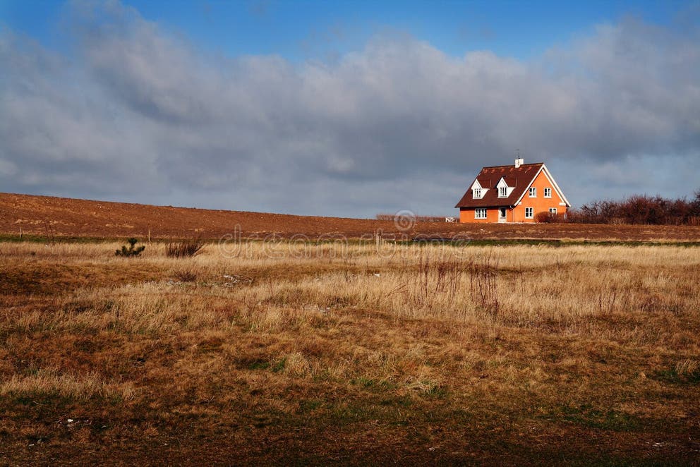 House in field stock image. Image of living, cottage, denmark - 4886405