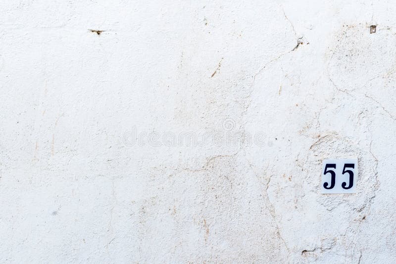 House 55 Number on the Textured Wall Stock Image - Image of sign ...