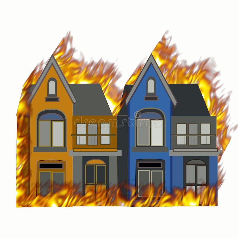 Man with house & fire stock vector. Illustration of flames - 18444022