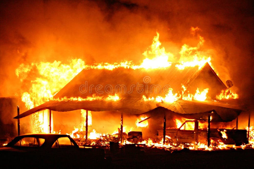 House Fire stock photo. Image of house, flame, blaze, fire - 318366