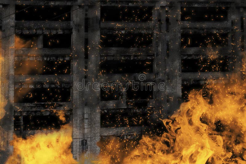 The House is on Fire. Burning Fire Flame on Wooden House Roof Stock ...