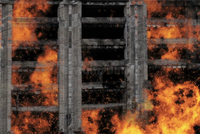 The House is on Fire. Burning Fire Flame on Wooden House Roof Stock ...