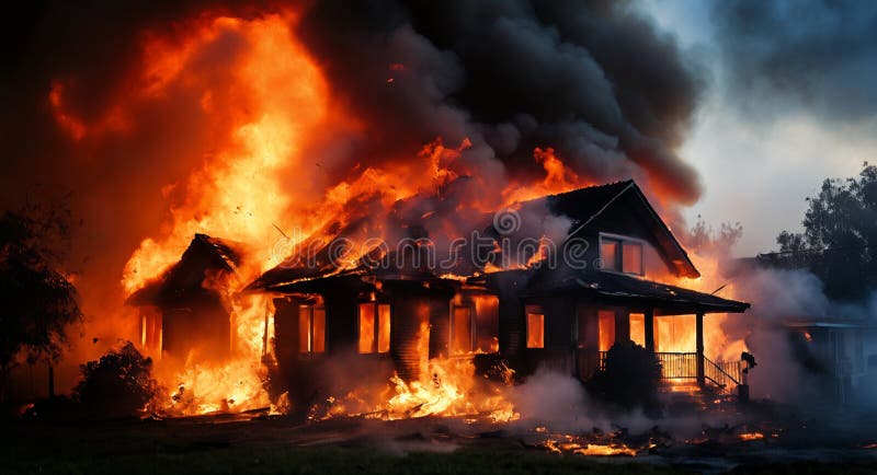 House on Fire: Dramatic Burning Scene Stock Illustration - Illustration ...