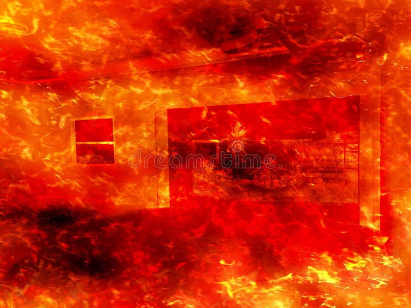 House Fire in the Hot Weather Stock Illustration - Illustration of burn ...