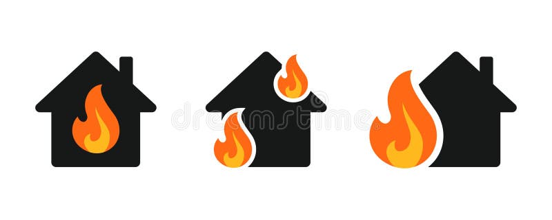 House on Fire Icon. House Building in Flames Sign. Insurance Symbol ... House on Fire Icon. House Building in Flames Sign. Insurance Symbol ...