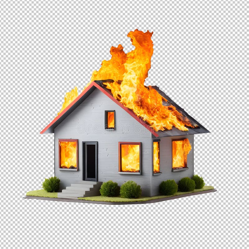 House on Fire Isolated on Transparent Background Stock Image ...