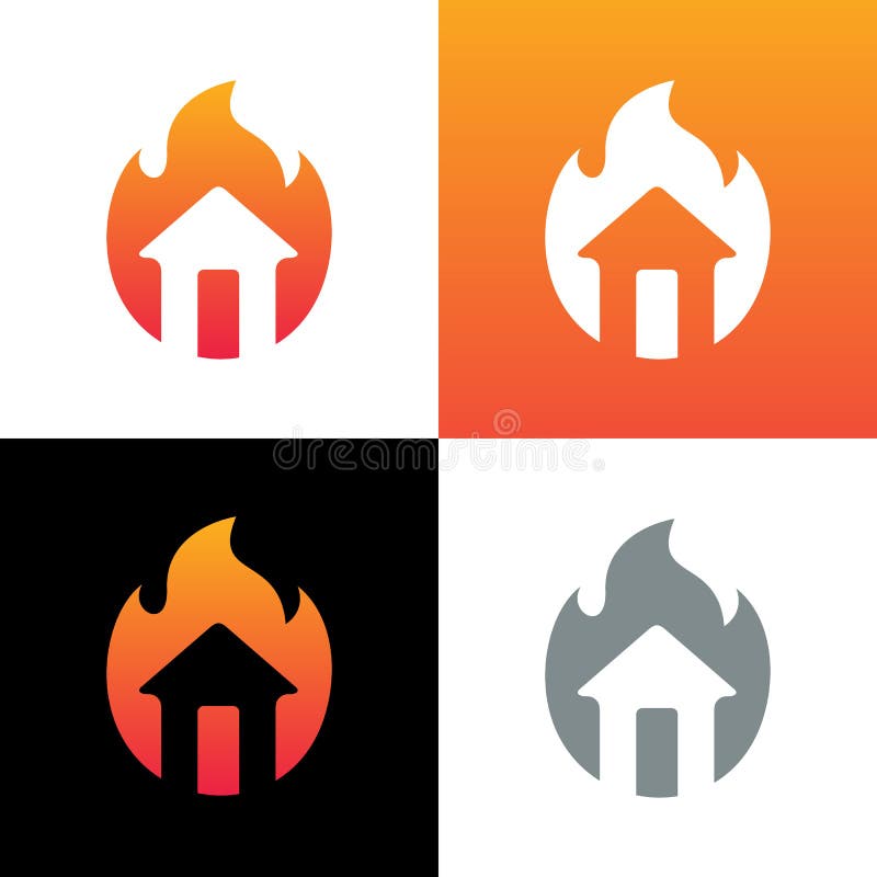 House and Fire Logo Template, Burning Home Icon, Building on Fire ...