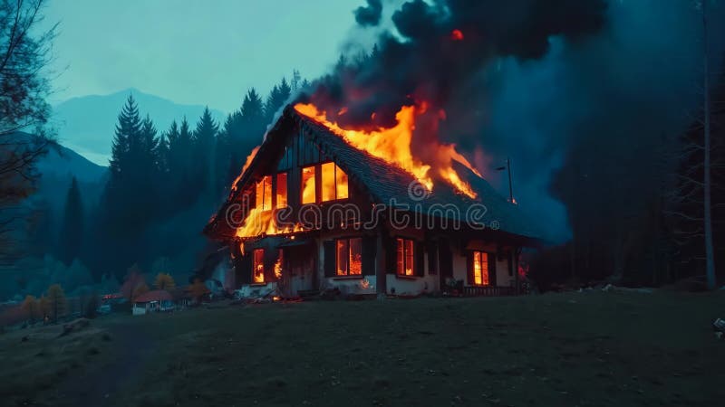 A House on Fire in the Middle of a Field Stock Video - Video of inferno ...