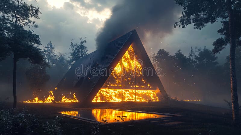 A House on Fire in the Middle of a Forest Stock Image - Image of rising ...