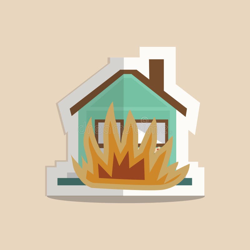 House with Fire. Vector Illustration Decorative Design Stock Vector ...