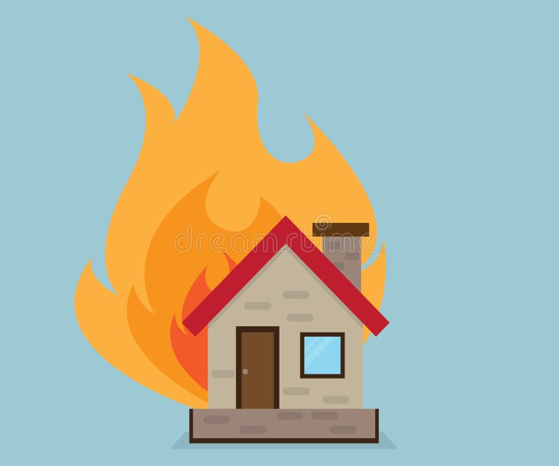 House with Fire Vector Illustration Stock Vector - Illustration of ...