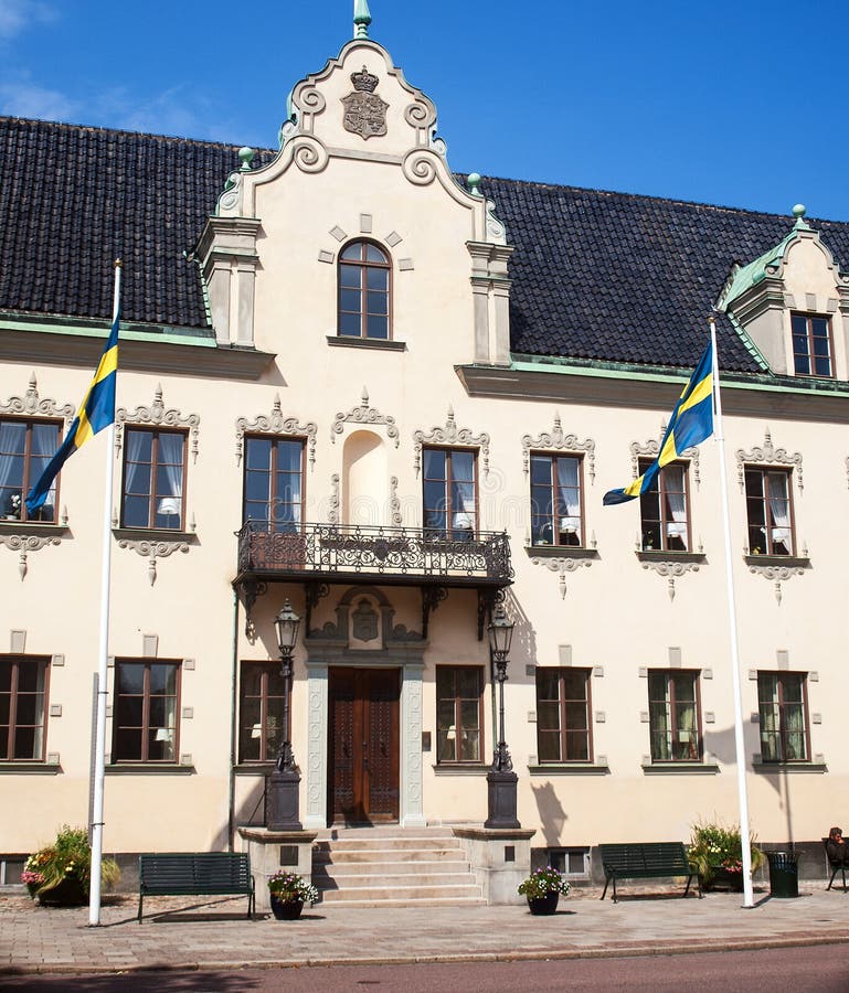 House with flags in Sweden stock image. Image of haus - 44442033