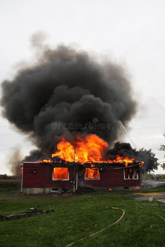 House in flame stock photo. Image of combustion, water - 3484044