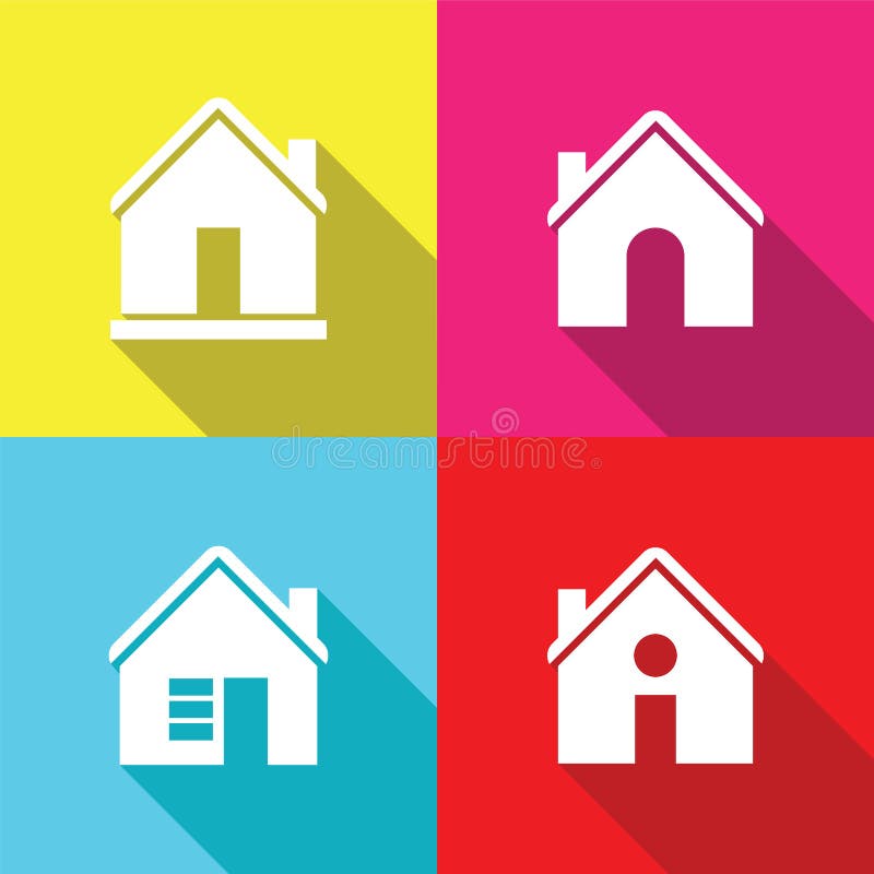 House flat icon set stock vector. Illustration of window - 62284872