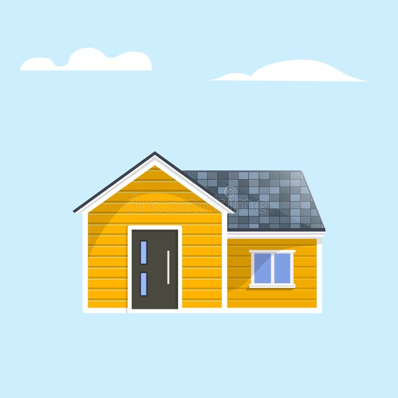 House Flat Vector Icon. Home with Vinyl Siding Panel and Asphalt ...