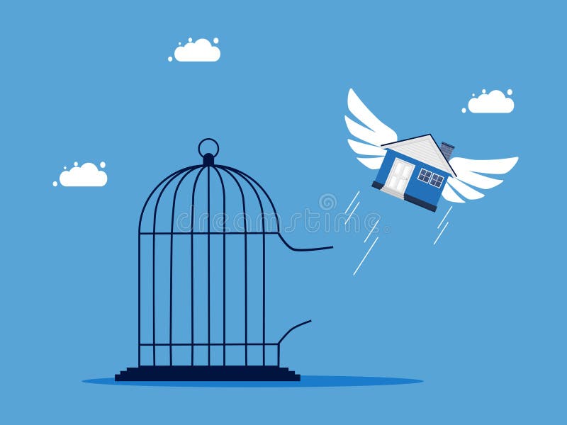 Liberation and Freedom. Man Releases the Bird from the Cage Stock ...