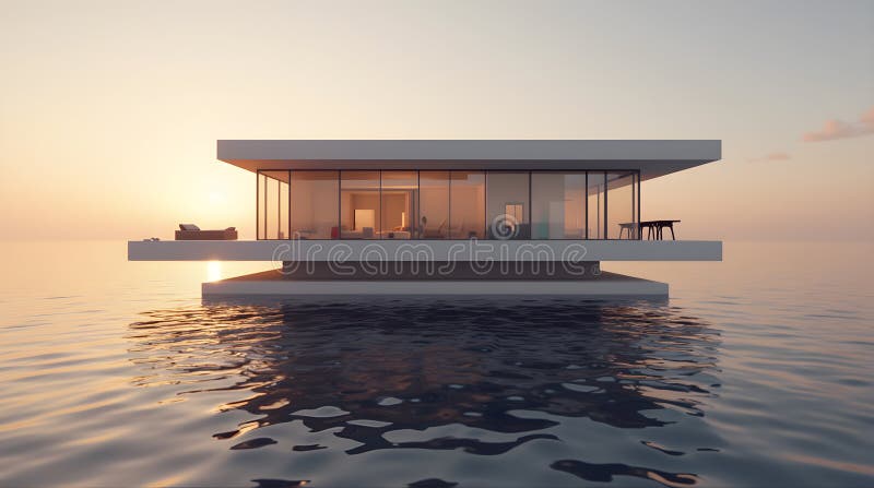 House Floating Above Water, Image Created Using AI Stock Image - Image ...
