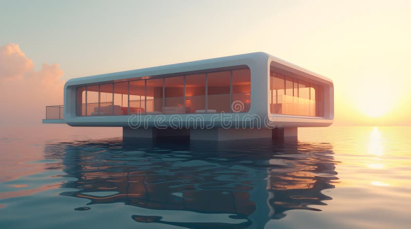 House Floating Above Water, Image Created Using AI Stock Image - Image ...