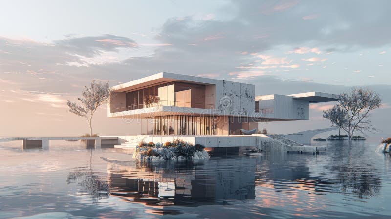 House Floating in Water stock illustration. Illustration of model ...