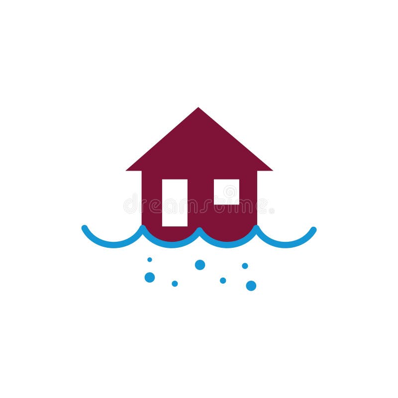 House in a Flood Concept. Vector Illustration Decorative Design Stock ...