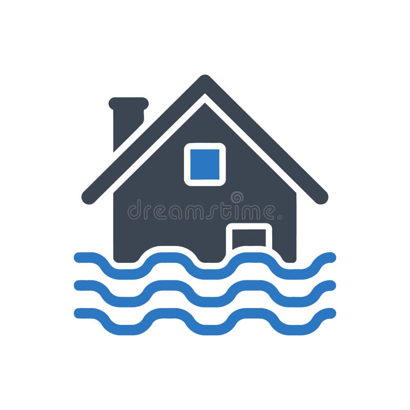 House Flood Icon Outline Vector. Sea Level Stock Vector - Illustration ...
