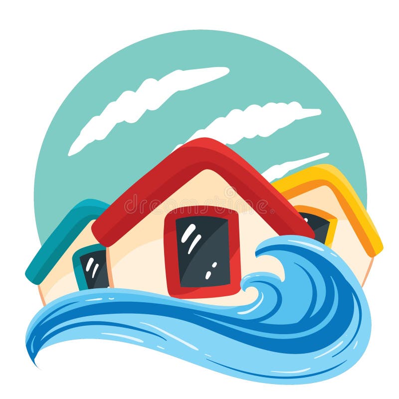 House in Flood. Vector Illustration Decorative Design Stock Vector ...