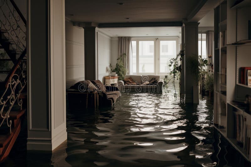 The House is Flooded. Apartment in Flood Interior Stock Illustration ...