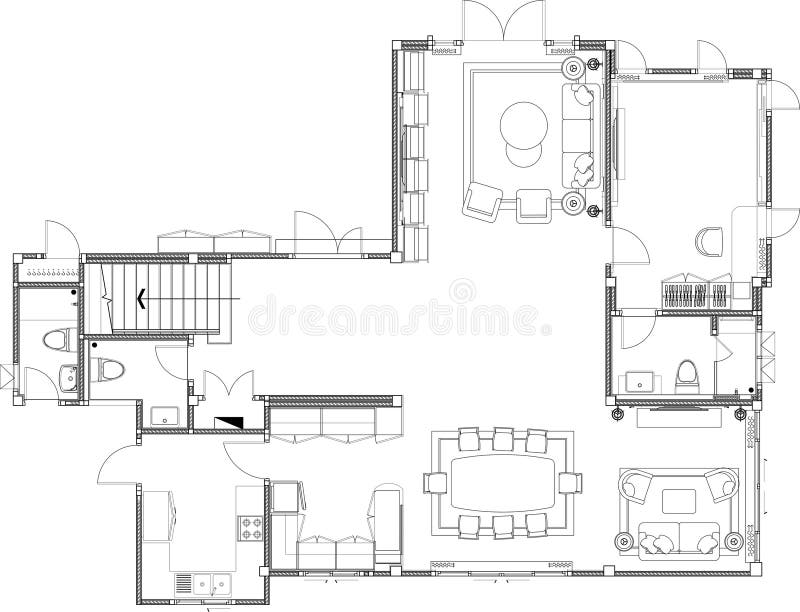 House Floor Plan - Ground Floor Layout with Kitchen, Dining, and Living ...