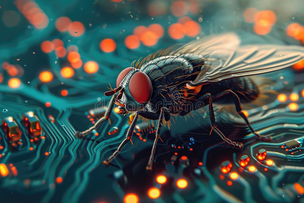House Fly on the Computer Circuit Board.Cyber Espionage and Global ...