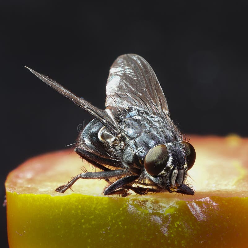 House fly on food stock image. Image of small, wings - 231103085