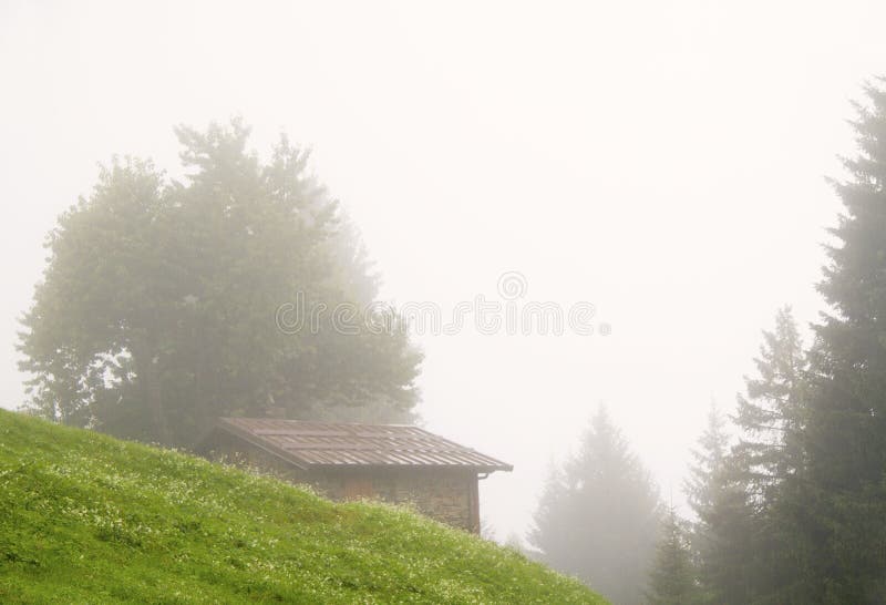 House in the fog stock image. Image of steep, house, atmosphere - 15802407
