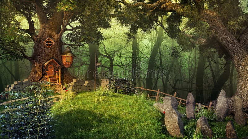 House of the forest elf stock illustration. Illustration of forest ...