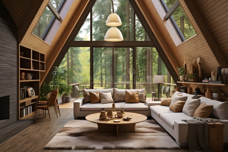 House in Forest Interior Design of Modern Living Room Ai Generated ...