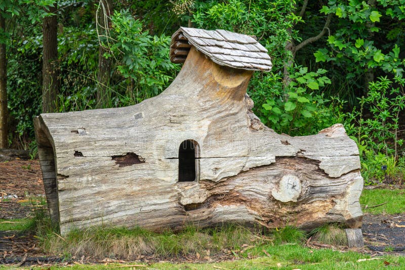 A House in the Forest Made of a Large Old Log Stock Photo - Image of ...